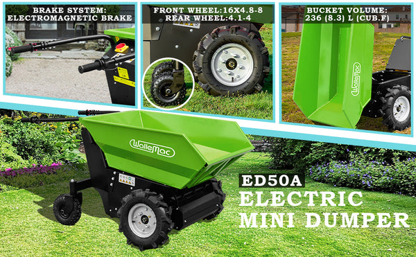 Wallemac ED50A Battery Powered Electric Mini Dumper 500kg Capacity All